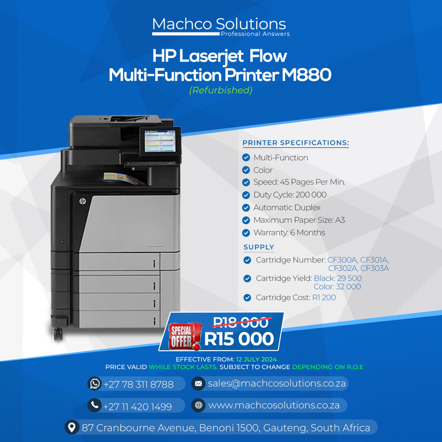 HP Color Laserjet Flow M880 MFP Printer (Refurbished) – Machco Solutions