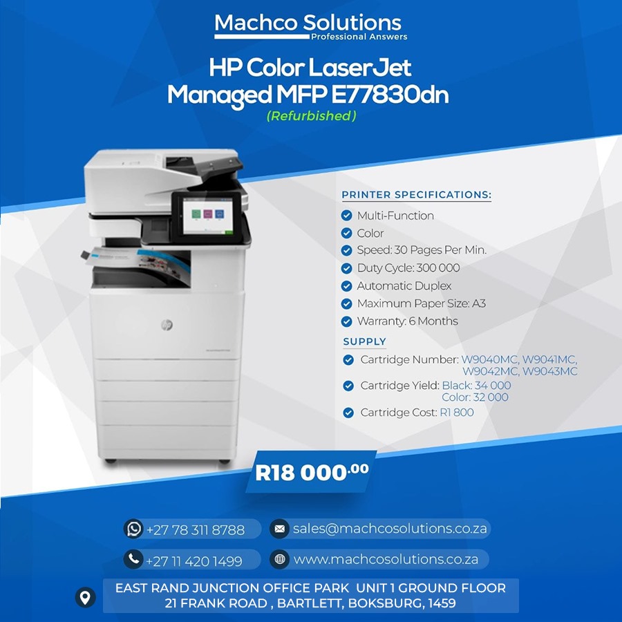 HP Color Laserjet Managed E77830 (REFURBISHED) – Machco Solutions