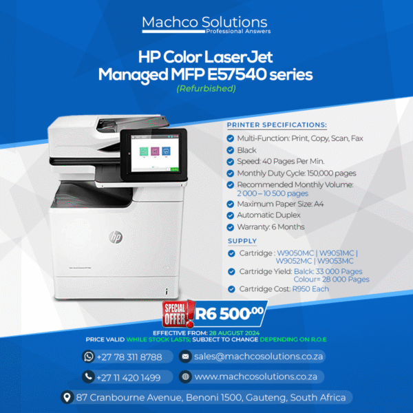 HP Color LaserJet Managed MFP E57540 Series (Refurbished) – Machco ...